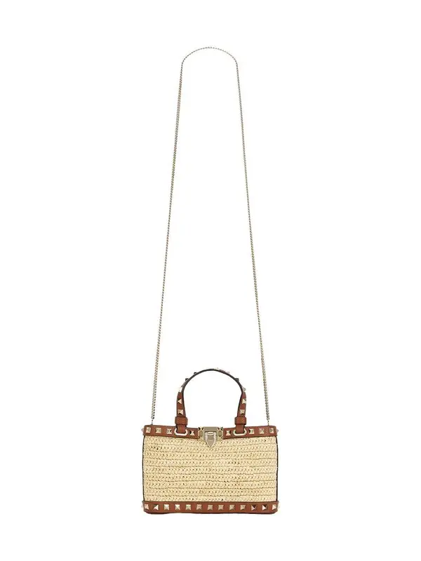 Valentino Garavani Rockstud Crochet Mini Bag - Naturale & Selleria