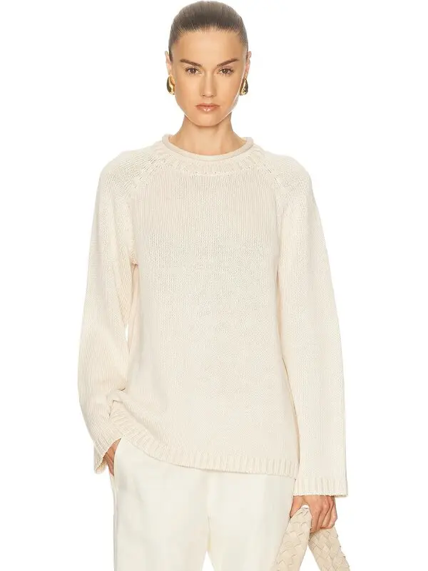 Loulou De Saison Zima Rolled Collar Raglan Sweater - Natural