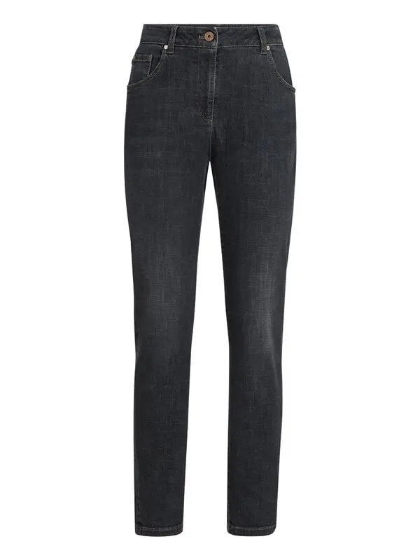 Brunello Cucinelli Stretch-cotton Slim Fit Jeans - Black
