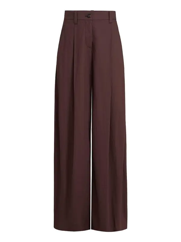 Brunello Cucinelli Cotton Pleated Wide-leg Trousers - Brown
