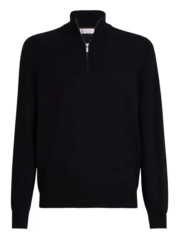 Brunello Cucinelli Cashmere Quarter-zip Sweater - Black