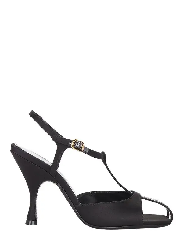 HERBERT LEVINE Hidden Gem Satin Sandal - Black