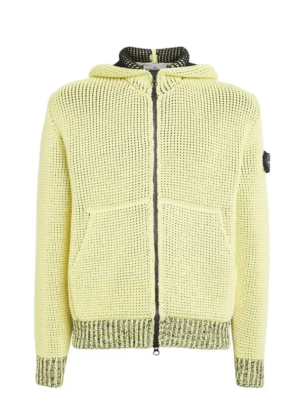 Stone Island Uv-reactive Knit Hoodie - Yellow