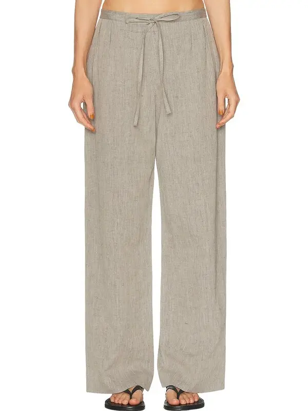 Loulou De Saison Clark Loose Fit Elastic Waist Pant - Grey Melange