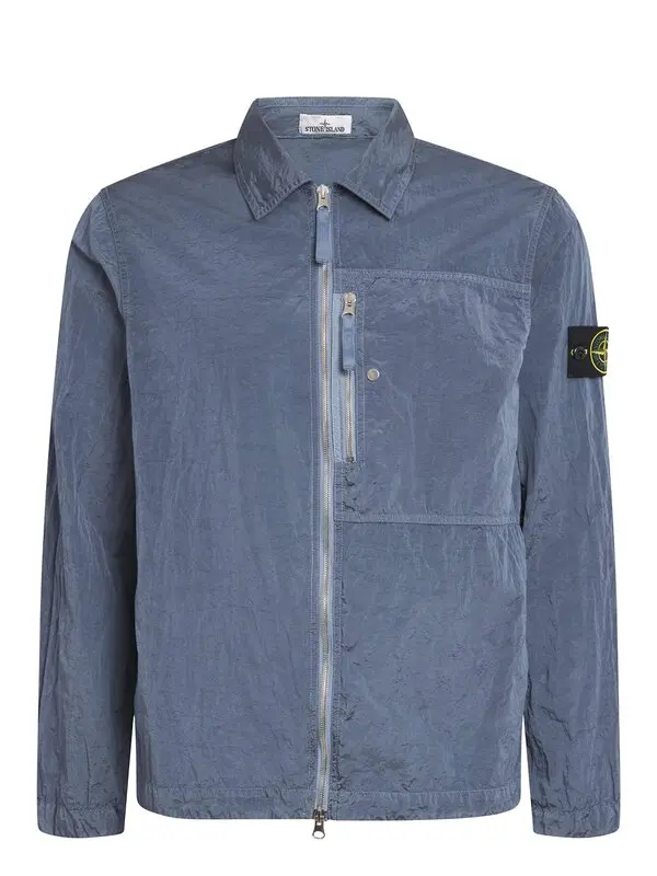 Stone Island Nylon Zip-up Overshirt - Blue