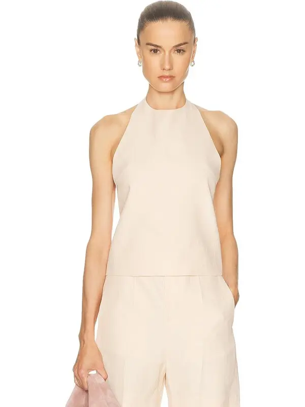 Loulou De Saison Sami Backless Halter Top - Cream Rose