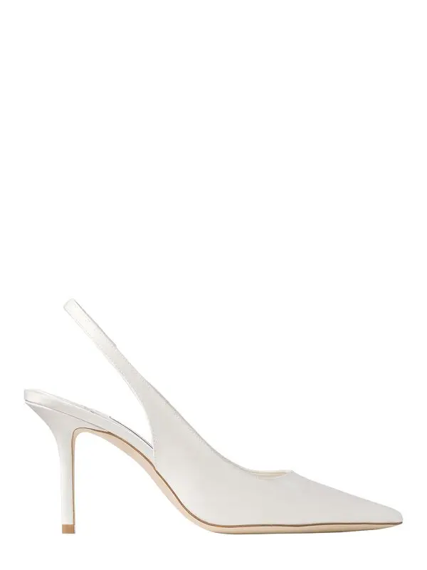 JIMMY CHOO Love 85 Satin Slingback Pumps - Ivory