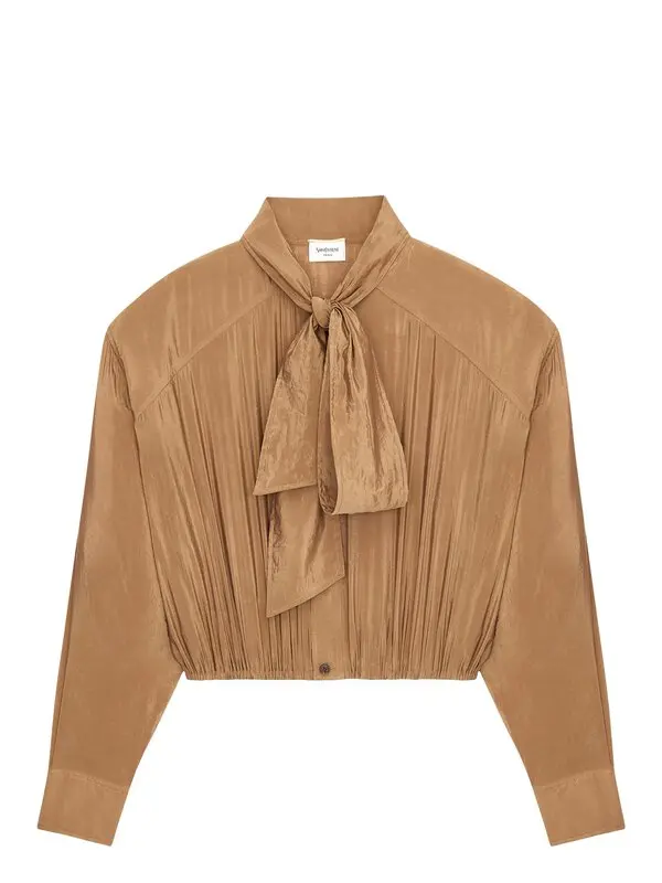 Saint Laurent Taffeta Lavalliére Shirt - Brown
