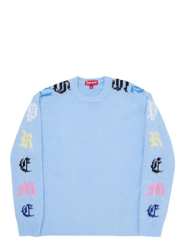 Supreme Old English Sleeves Sweater - Light Blue