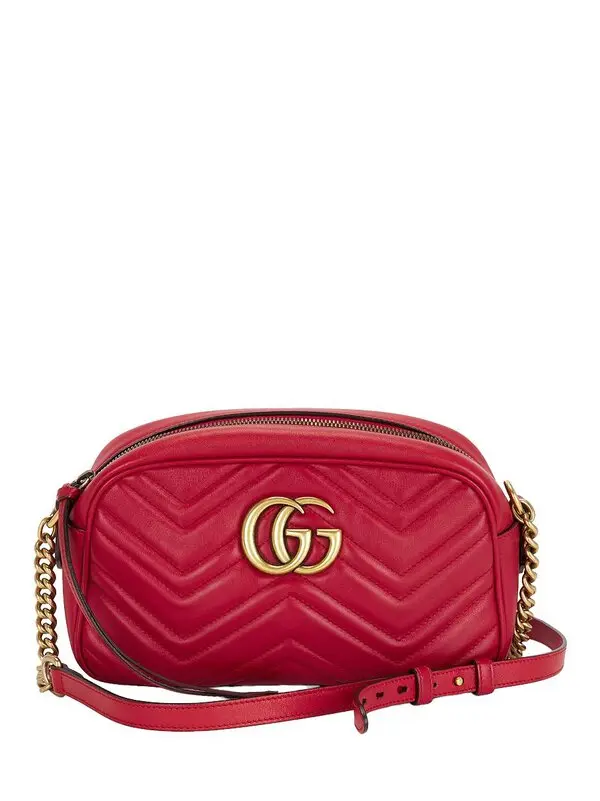 Gucci Mini Gg Marmont Shoulder Bag - Hibiscus Red