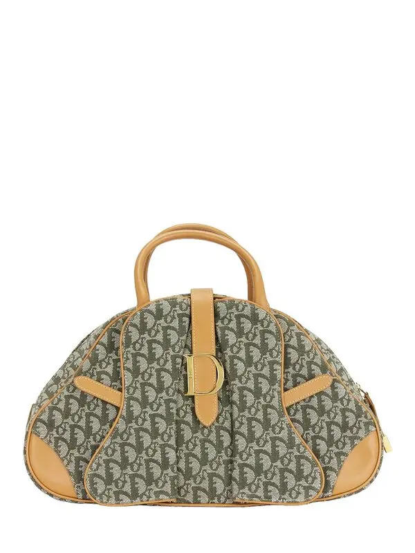 Dior Vintage Diorissimo Double Saddle Bowler Bag - Beige