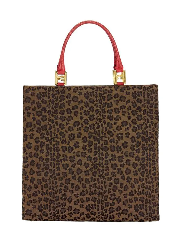 Fendi Leopard Print Shopping Tote Bag - Brown