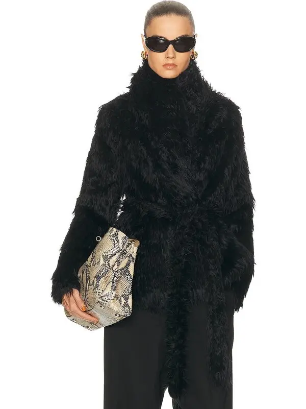 Balenciaga Furry Wrap Jacket - Black