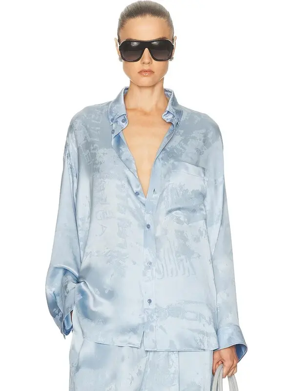 Balenciaga Long Sleeve Cocoon Shirt - Baby Blue