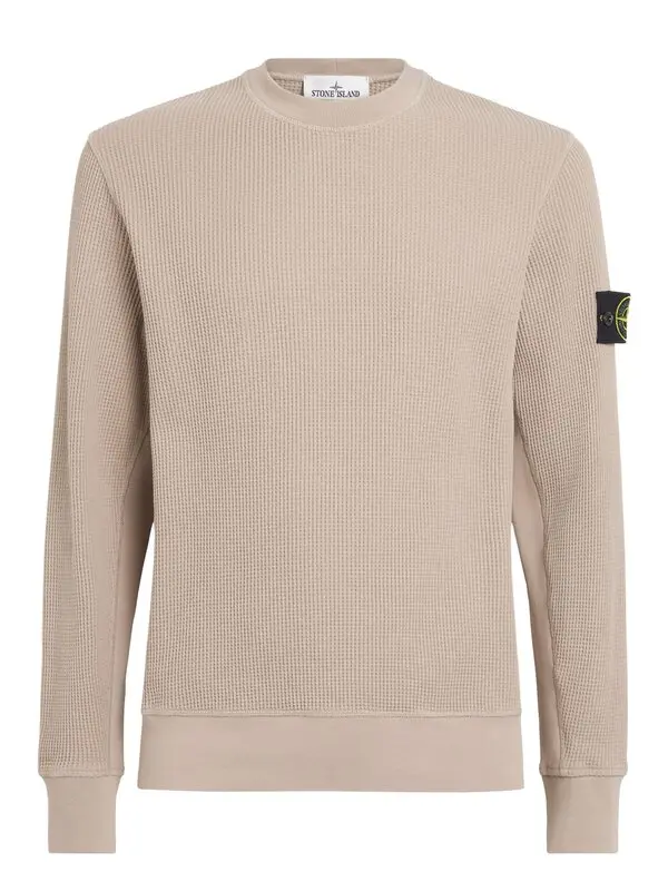 Stone Island Cotton Waffle-knit Crewneck Sweater - Beige
