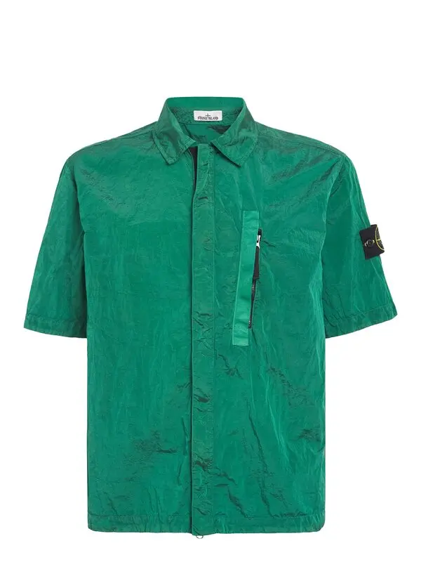 Stone Island Nylon Zip-up T-shirt - Green