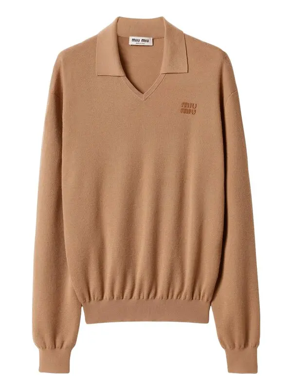 Miu Miu Cashmere Polo Sweater - Brown