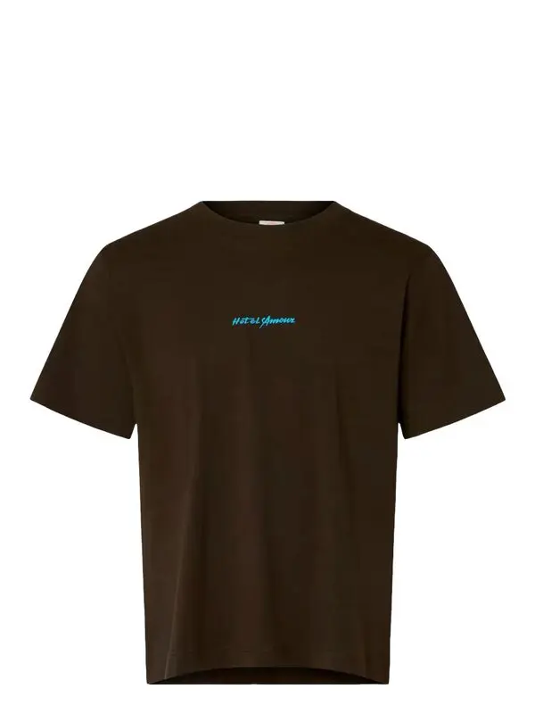 SELECTED Graphic-print T-shirt - Brown