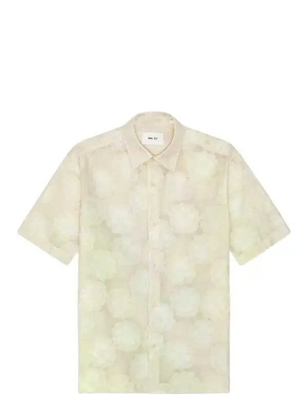 Nn07 Floral-embroidered Short-sleeve Shirt - Neutrals