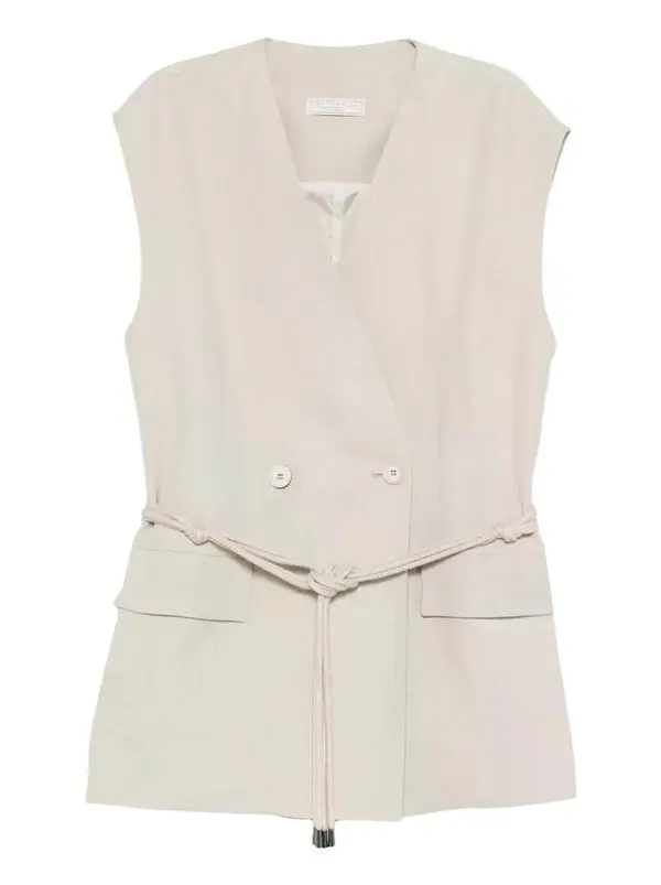 Antonelli Firenze Ellen Double-breasted Belted Waistcoat - Neutrals