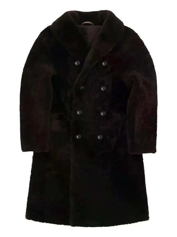 FORTELA Perce Double-breasted Shearling Coat - Brown