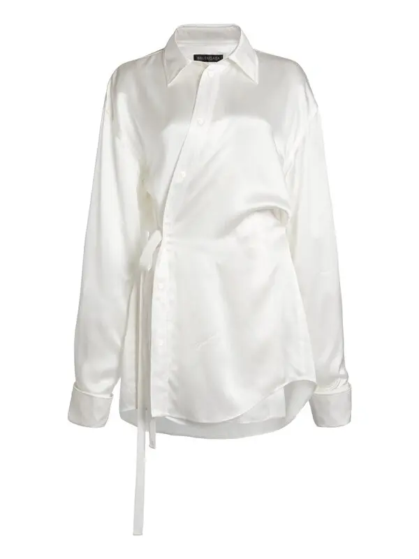 Balenciaga Silk-satin Wrap Shirt - Ivory