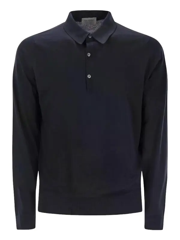 John Smedley Bradwell Long-sleeved Polo Shirt - Blue