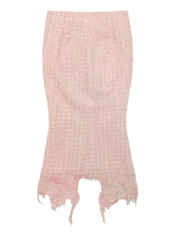Matieres Fecales Fringed Back-slit Midi Skirt - Pink