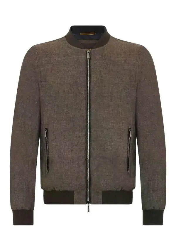 MOORER Ribbed Bomber Jacket - Brown