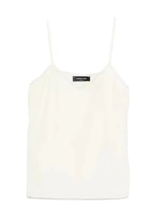 Fabiana Filippi V-neck Camisole Tank Top With Trim Detail - Neutrals