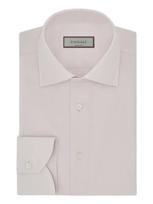 Canali Pale Pin Point Cotton Regular-fit Shirt - Pink