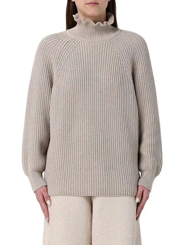 Max Mara Ribbed Knit Turtleneck Sweater - Grey