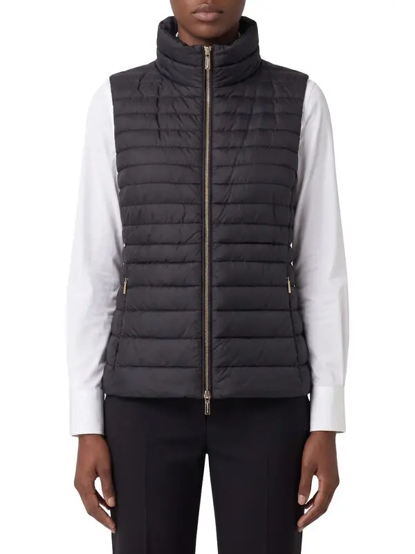 MOORER Padded Quilted Zip Vest - Black