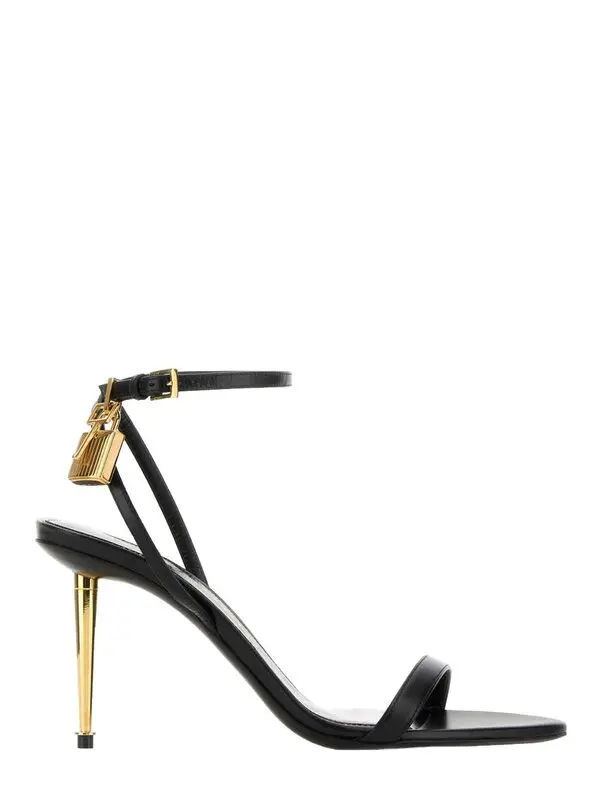 TOM FORD Padlock Ovine Leather Stiletto Heel Sandals With Strap - Black