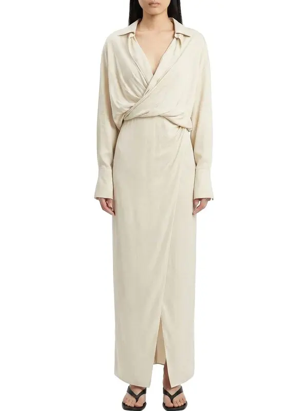 Andamane Long Sleeve Dress - Beige