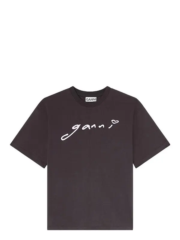 GANNI Jersey Logo Graphic Tee - Phantom