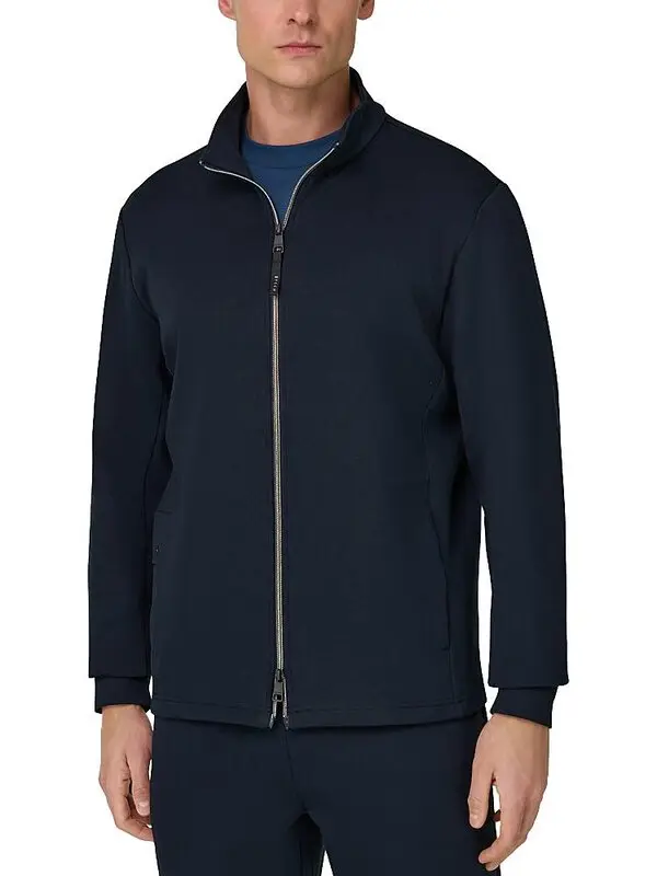 Boggi Milano Full-zip Cotton Blend Scuba Jacket - Navy Blue