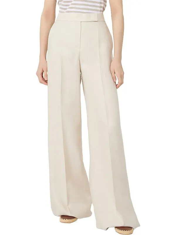 Max Mara Mxmadesse Linen Wide-leg Trousers - Beige