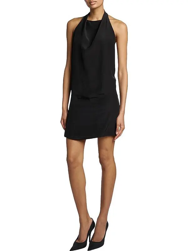 Wardrobe.NYC Liquid Halter Mini Dress - Black