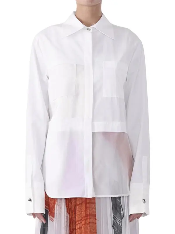 JASON WU Collage Long Sleeve Cotton Shirt - White