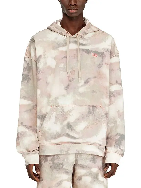 DIESEL® Relaxed Fit Camo Drawstring Hoodie - Green