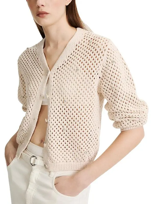 Marella Mlmfulcro Mesh Knit Cardigan - Wool White