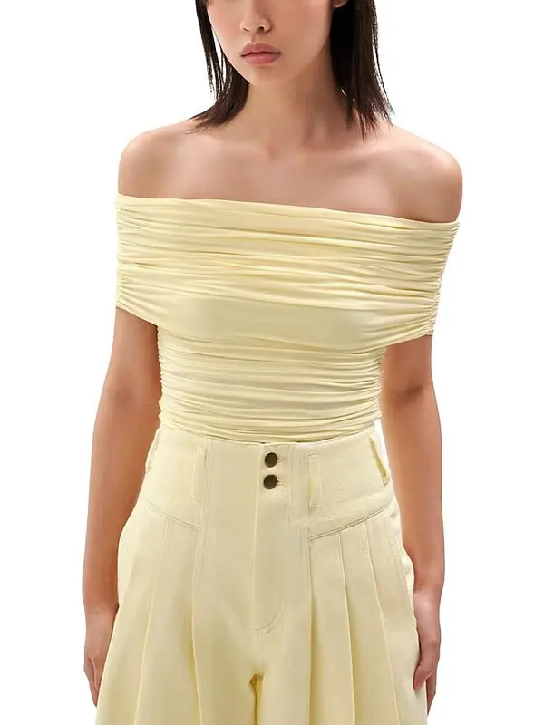 Ronny Kobo Blanchet Off-the-shoulder Top - Pastel Yellow