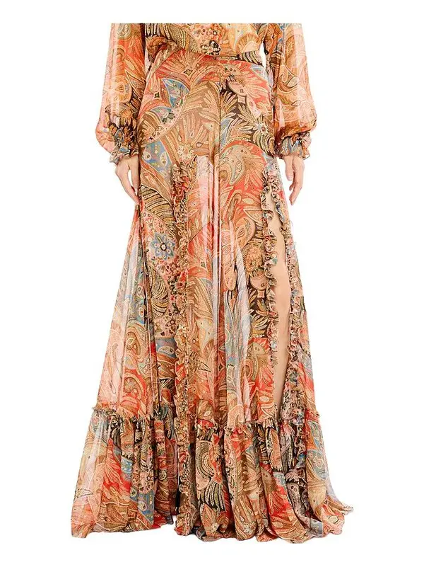 Etro Long Ruffled Skirt - Printed Red