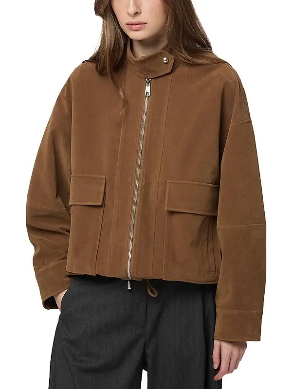 Apparis Kate Faux Suede Bomber - Saddle Brown