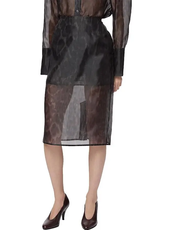 Apparis Tyra Organza Leopard Midi Skirt - Dark Leopard