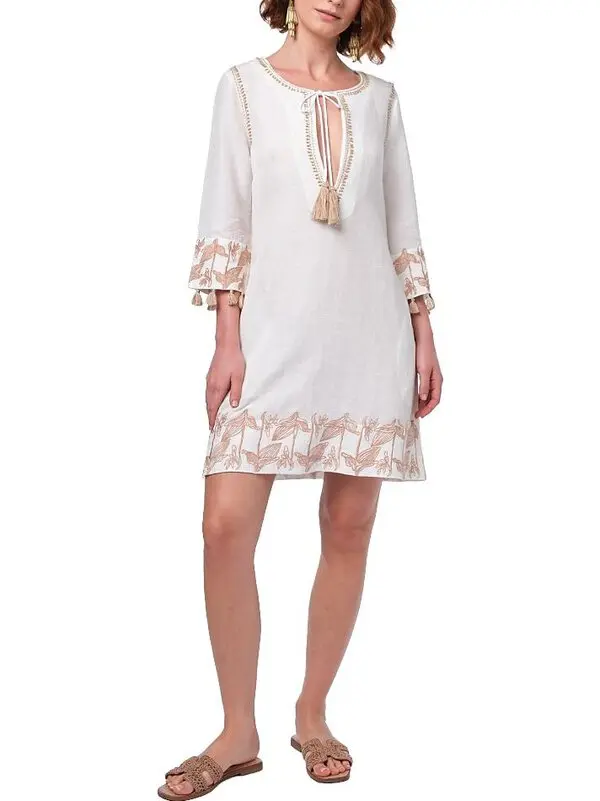 Calypso St. Barth Nina Tunic Dress - Ivory / Tan