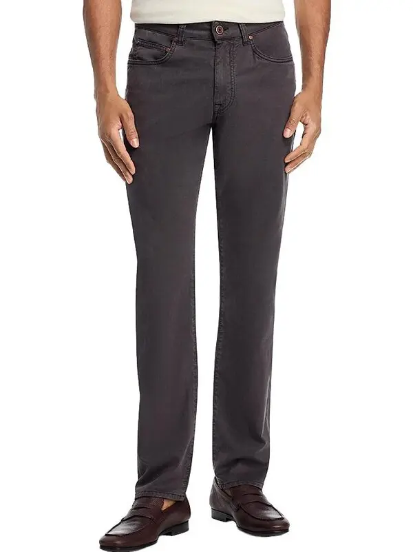 Boglioli Cotton & Tencel Slim Fit Five Pocket Pants - Light Brown