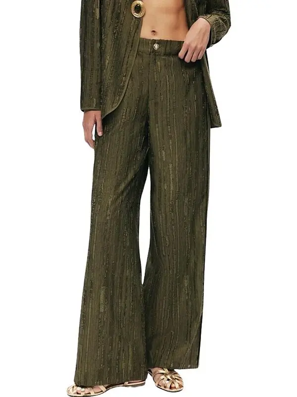 NOCTURNE Textured Wide-leg Pants - Khaki