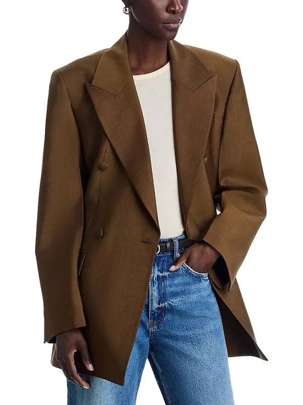 RÓHE Tailored Leather Blazer - Brown